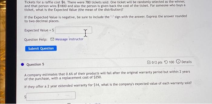 Solved Tickets for a raffle cost $6. There were 780 tickets | Chegg.com