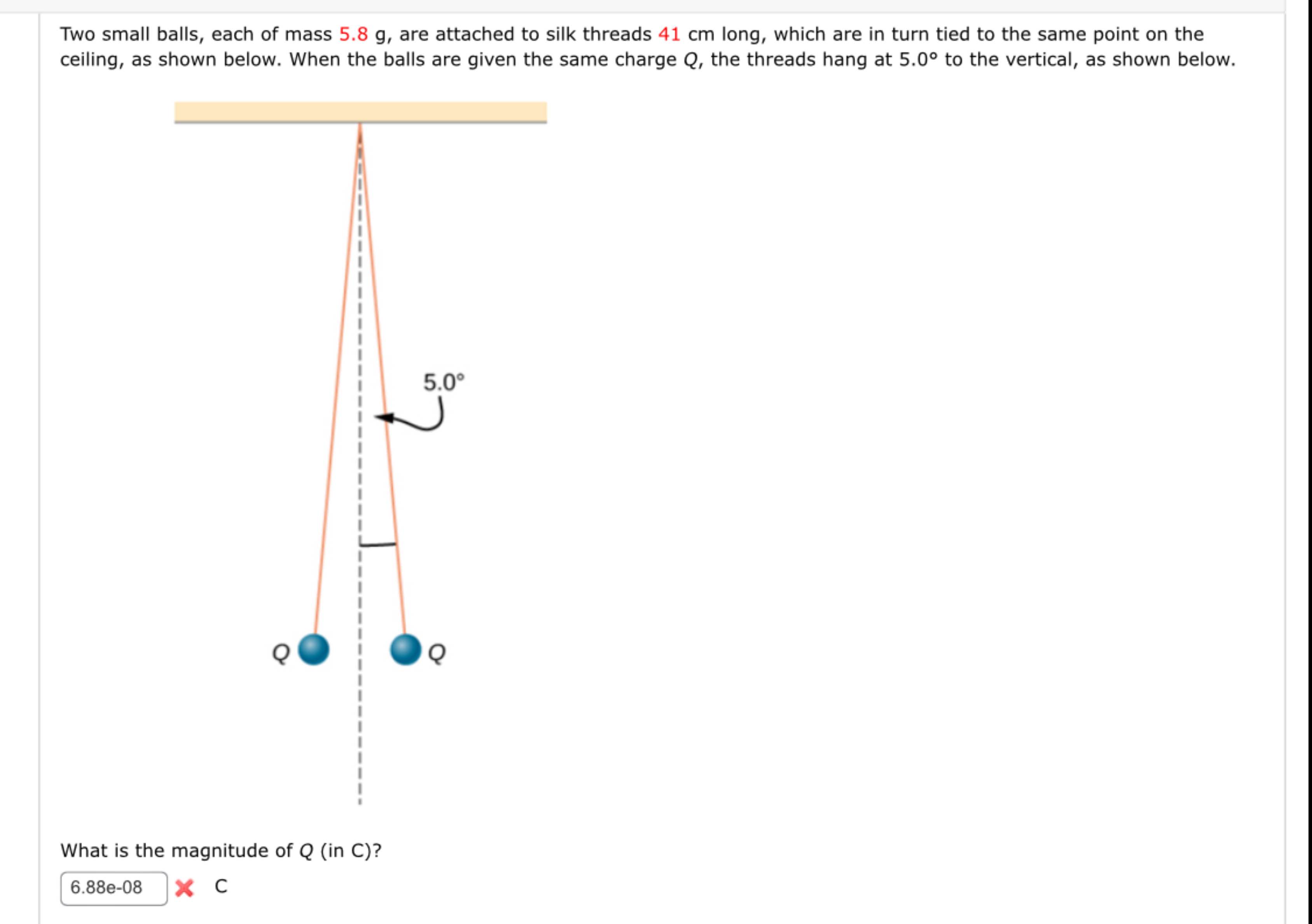 Solved Two small balls, each of mass 5.8g, ﻿are attached to | Chegg.com