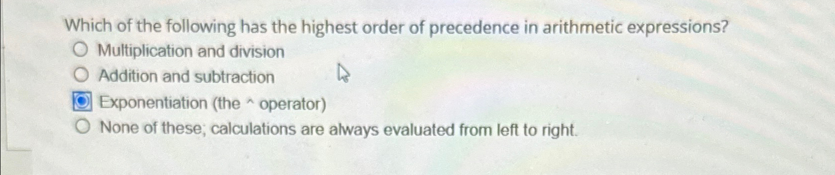 Solved Which of the following has the highest order of | Chegg.com