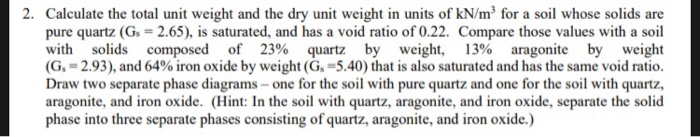 Solved 2. Calculate the total unit weight and the dry unit | Chegg.com