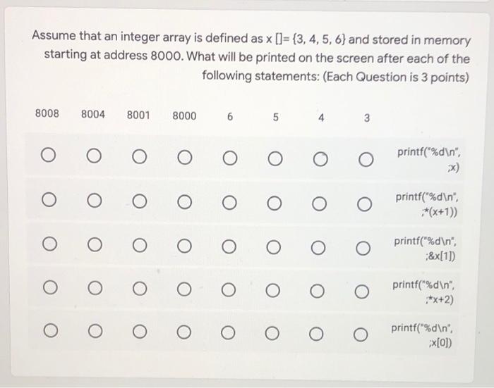 Solved Assume That An Integer Array Is Defined As X 3 3201