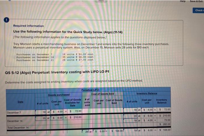 Solved Help Save & Exit Check Required information Use the | Chegg.com