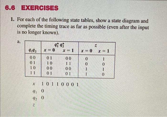 Solved 1. For each of the following state tables, show a | Chegg.com