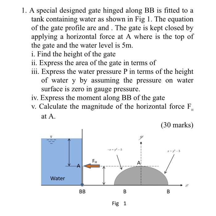 Solved 1. A special designed gate hinged along BB is fitted | Chegg.com