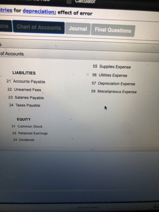 Solved justing entries for depreciation; effect of error | Chegg.com
