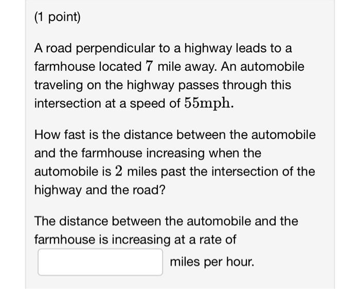 Solved A road perpendicular to a highway leads to a | Chegg.com
