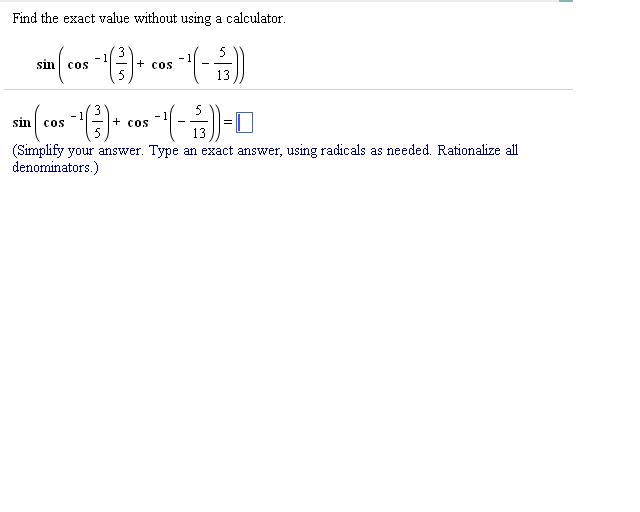 Solved Find the exact value without using a calculator. | Chegg.com