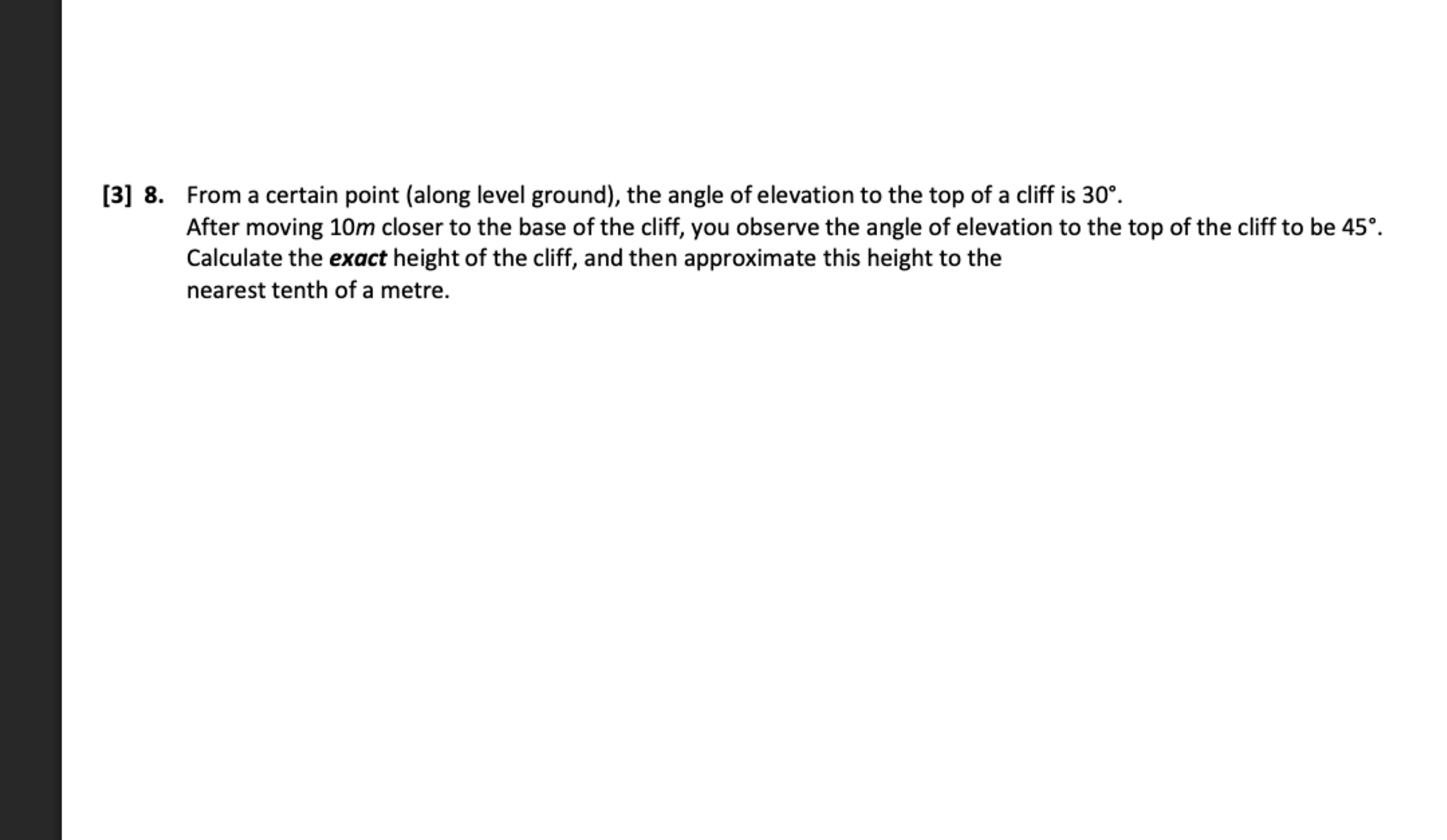 Solved [3] 8. ﻿From a certain point (along ﻿level ground), | Chegg.com