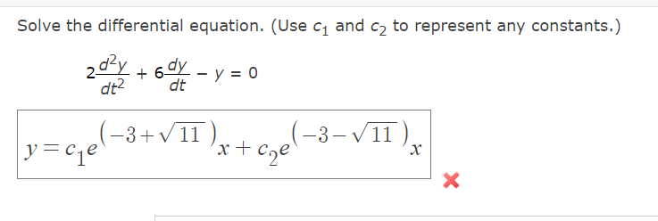 Solved Solve the differential equation. (Use c1 ﻿and c2 ﻿to | Chegg.com