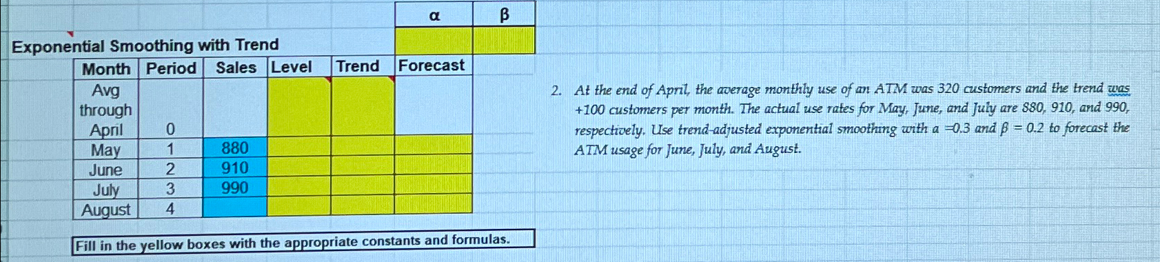 Solved Exponential Smoothing with Trend2. ﻿At the end of | Chegg.com