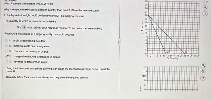 Solved Using The Three Point Curved Line Drawing Tool Graph 