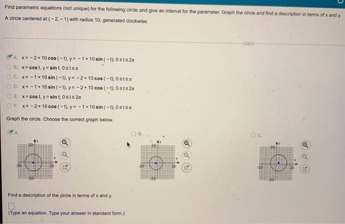 Solved Find parametric equations (not unique) for the | Chegg.com