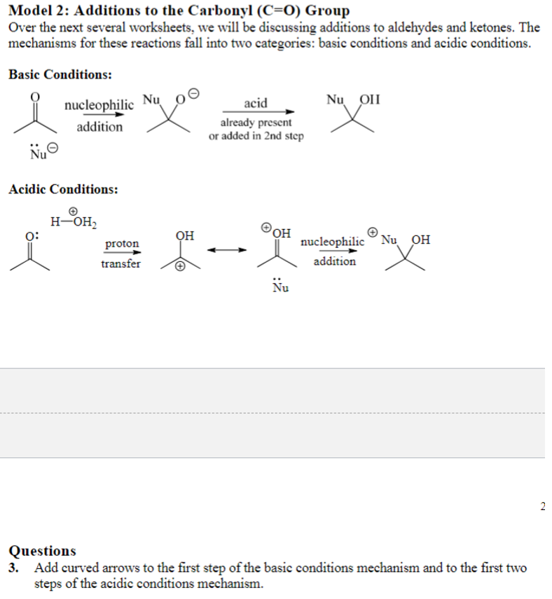 Solved Model 2: Additions to the Carbonyl (C=O) ﻿GroupOver | Chegg.com