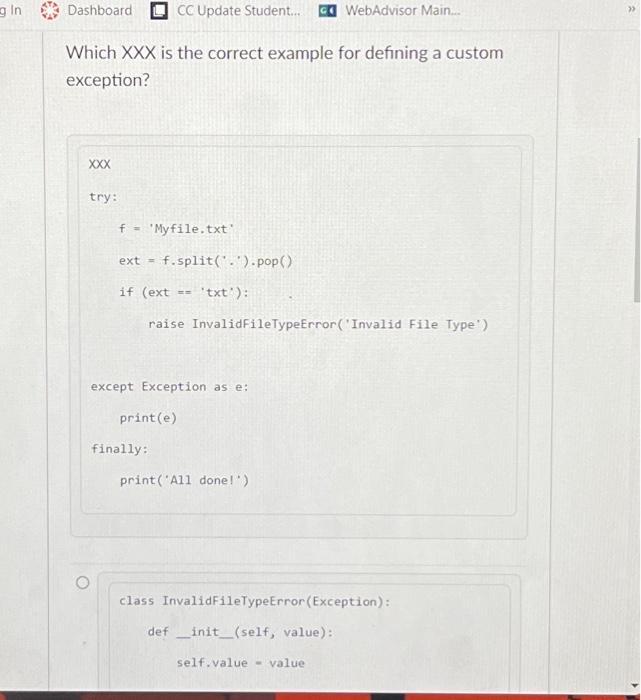 Solved Which Xxx Is The Correct Example For Defining A 
