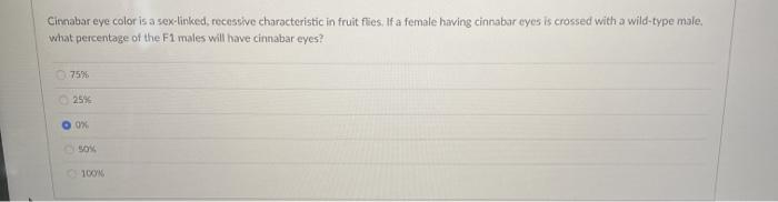 Solved Cinnabar eye color is a sex-linked recessive | Chegg.com