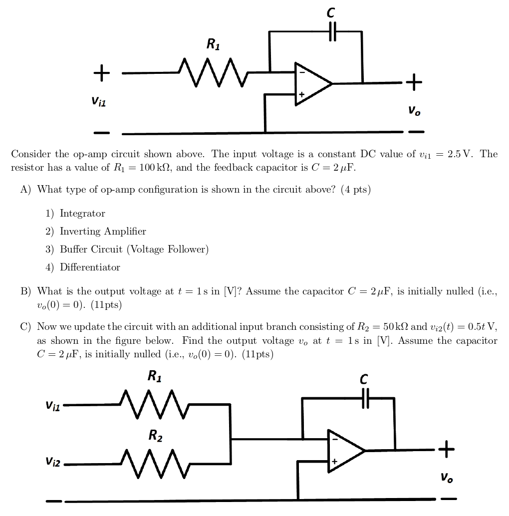 Solved Consider the op-amp circuit shown above. The input | Chegg.com