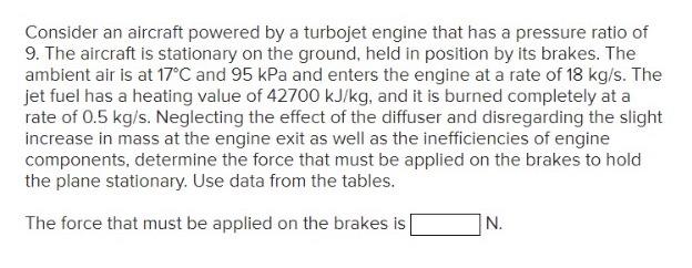 Solved Consider an aircraft powered by a turbojet engine | Chegg.com