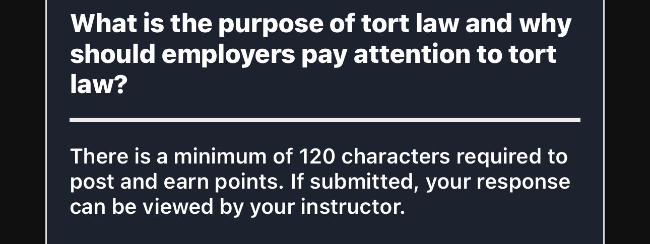 Solved What is the purpose of tort law and why should | Chegg.com