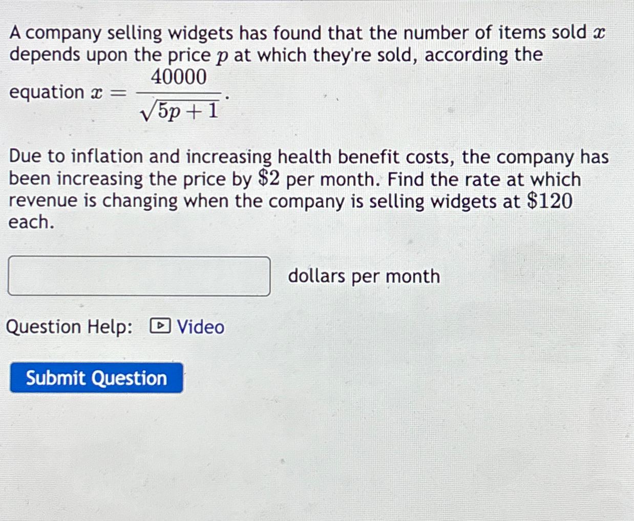 Solved A company selling widgets has found that the number | Chegg.com