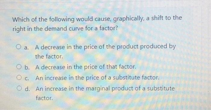 Solved Which of the following would cause, graphically, a | Chegg.com