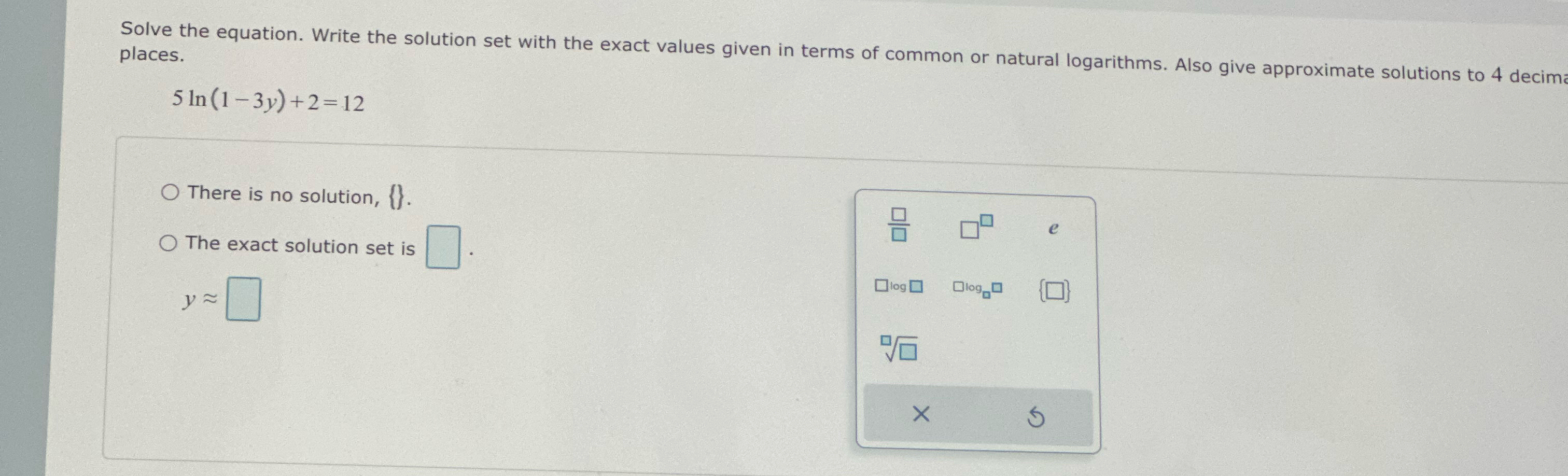 Solved Solve the equation. Write the solution set with the | Chegg.com