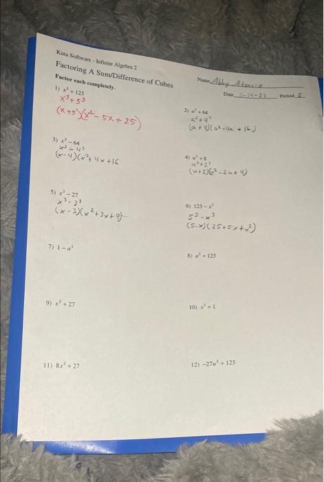 Solved Kuta Software Infinite Algebra 2 Factoring A