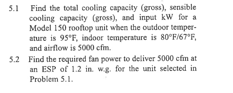 Solved 5.1 ﻿Find the total cooling capacity (gross), | Chegg.com