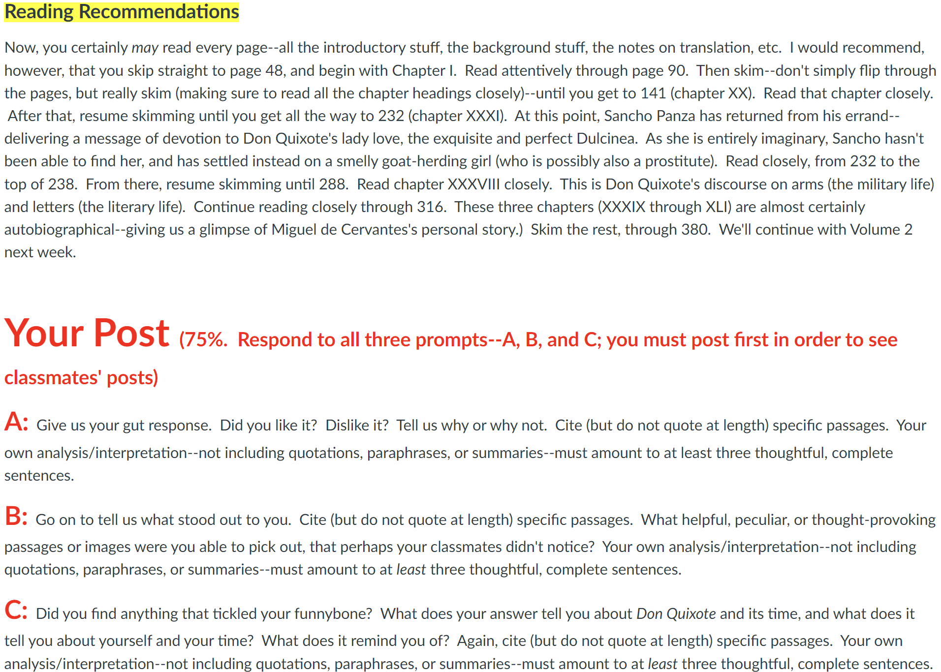 Read Don Quixote from pages 1 - 380 ﻿and answer the | Chegg.com