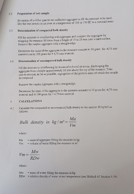 Solved lab report of determination of bulk density of coarse | Chegg.com