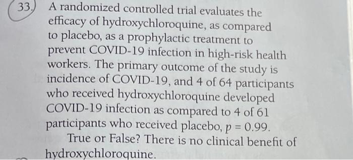 Solved A Randomized Controlled Trial Evaluates The Efficacy