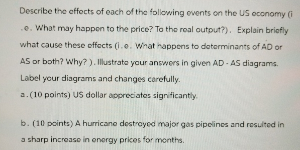 Solved Describe the effects of each of the following events | Chegg.com