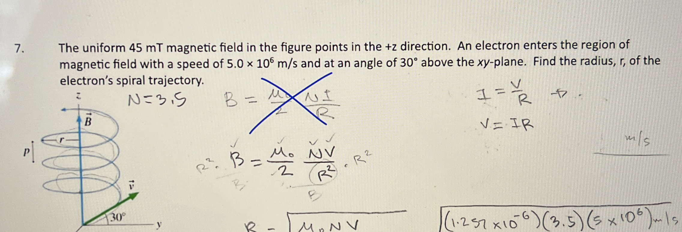 Solved The uniform 45 ﻿mT magnetic field in the figure | Chegg.com