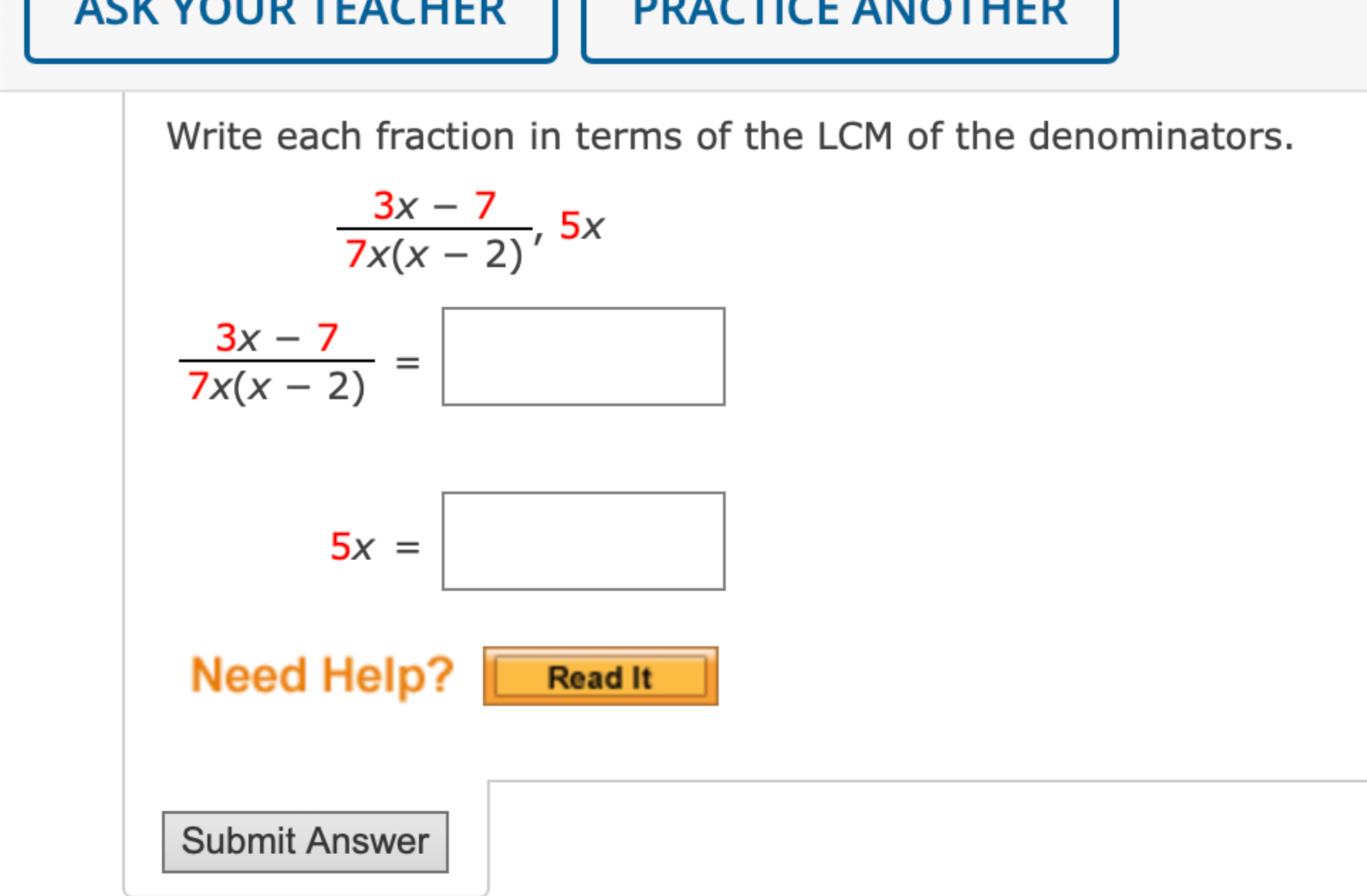 Solved Write each fraction in terms of the LCM of the | Chegg.com