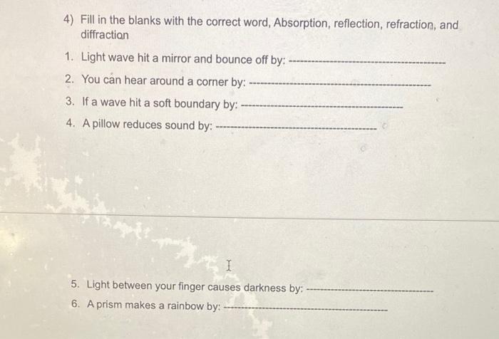 Solved 4) Fill in the blanks with the correct word, | Chegg.com