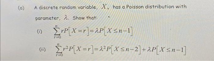 Solved A discrete random variable, X, has a Poisson | Chegg.com