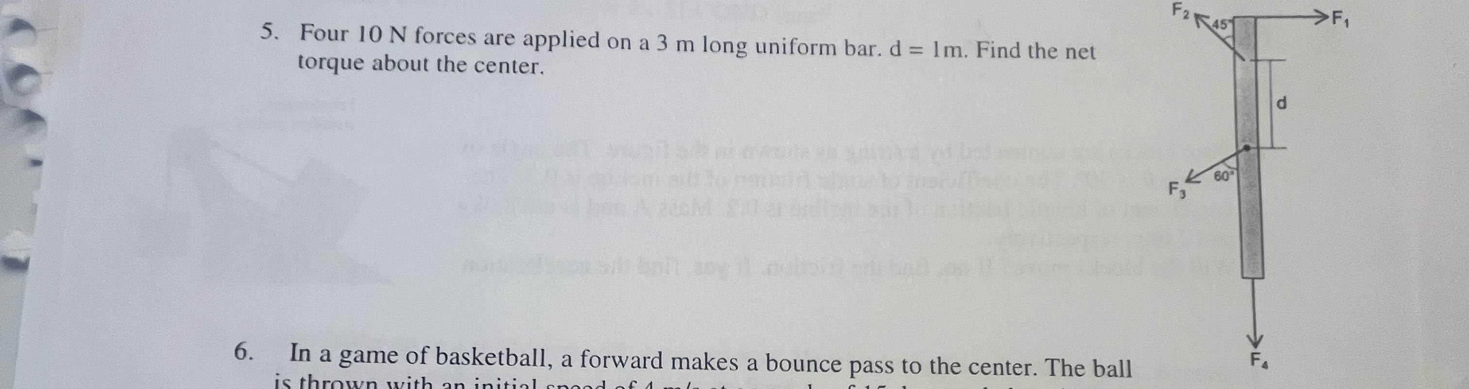 Solved Four 10N ﻿forces are applied on a 3m ﻿long uniform | Chegg.com