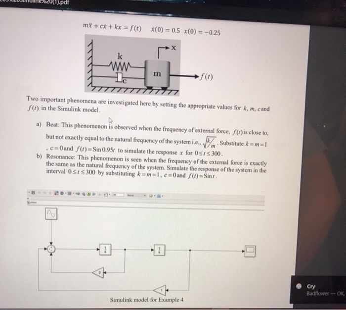 Solved Example 3: Construct a Simulink model for the | Chegg.com