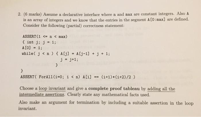 Solved 2. (6 marks) Assume a declarative interface where n | Chegg.com
