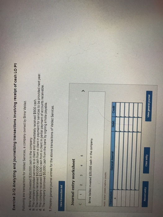 Solved Exercise 2-12 Analyzing and Journalizing transactions | Chegg.com