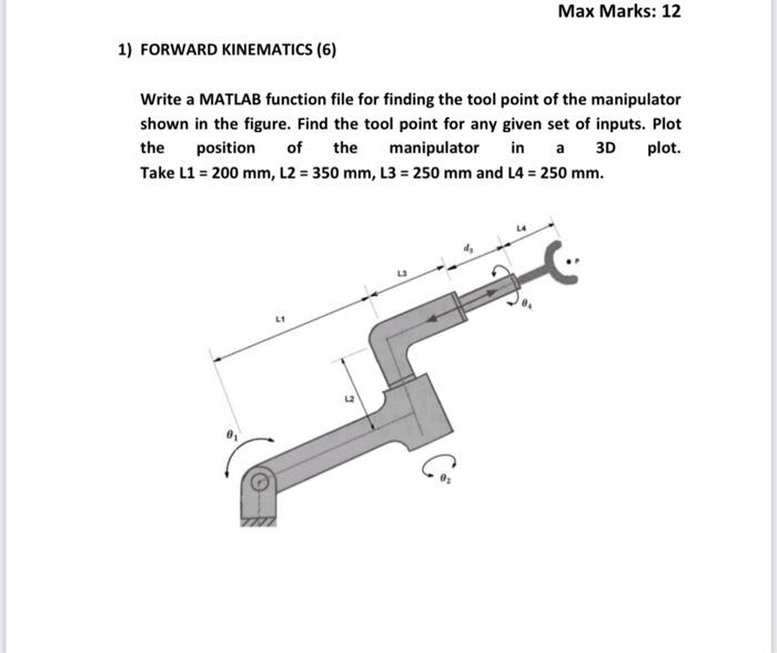 Solved Write A Matlab Function File For Finding The Tool