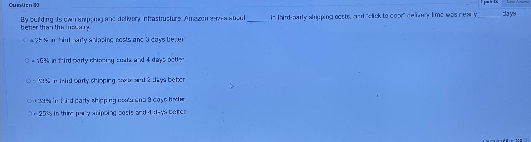 Solved Question 80By building its own shipping and delivery | Chegg.com