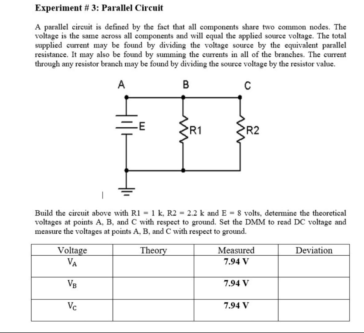 Parallel Circuit Sample Problems With Solutions