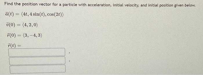 Solved Find the position vector for a particle with | Chegg.com