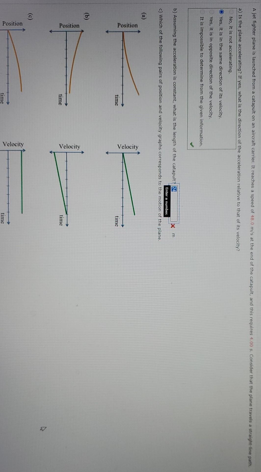 Solved A jet fighter plane is launched from a catapult on an | Chegg.com