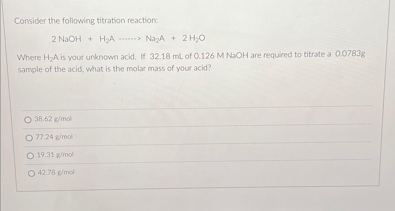 Solved Consider the following titration | Chegg.com