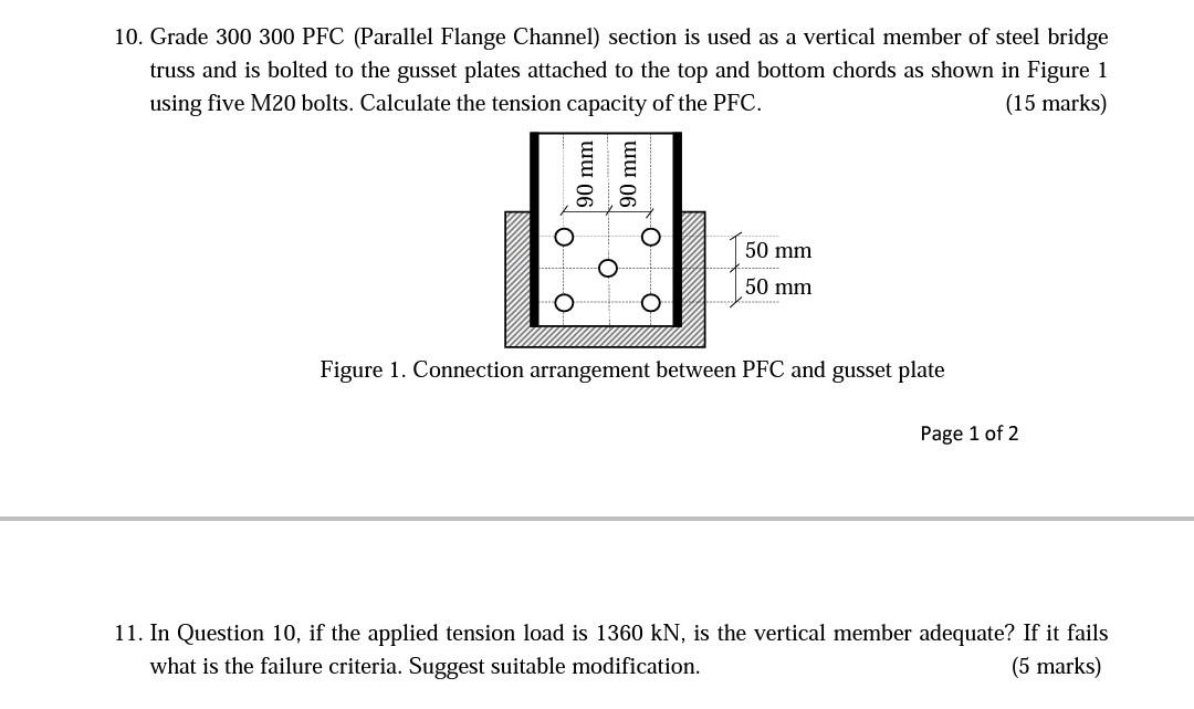 Solved 10. Grade 300300 PFC (Parallel Flange Channel) | Chegg.com