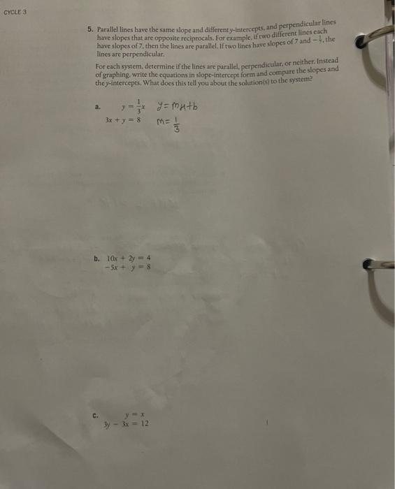 Solved 5. Parallel lines have the same slope and | Chegg.com