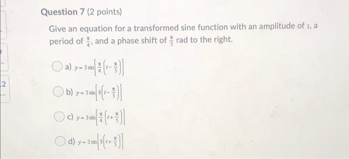 Solved Question 7 (2 points) Give an equation for a | Chegg.com