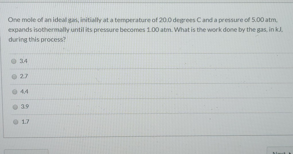Solved One mole of an ideal gas, initially at a temperature | Chegg.com