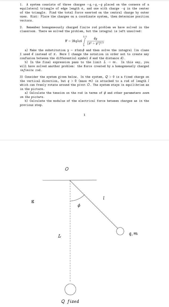 Solved A system consists of three charges +q,+q,-q ﻿placed | Chegg.com